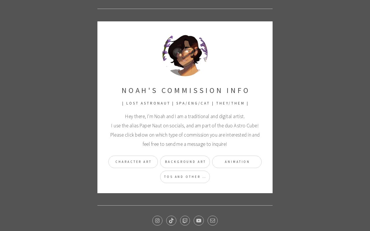 Noah's commission info